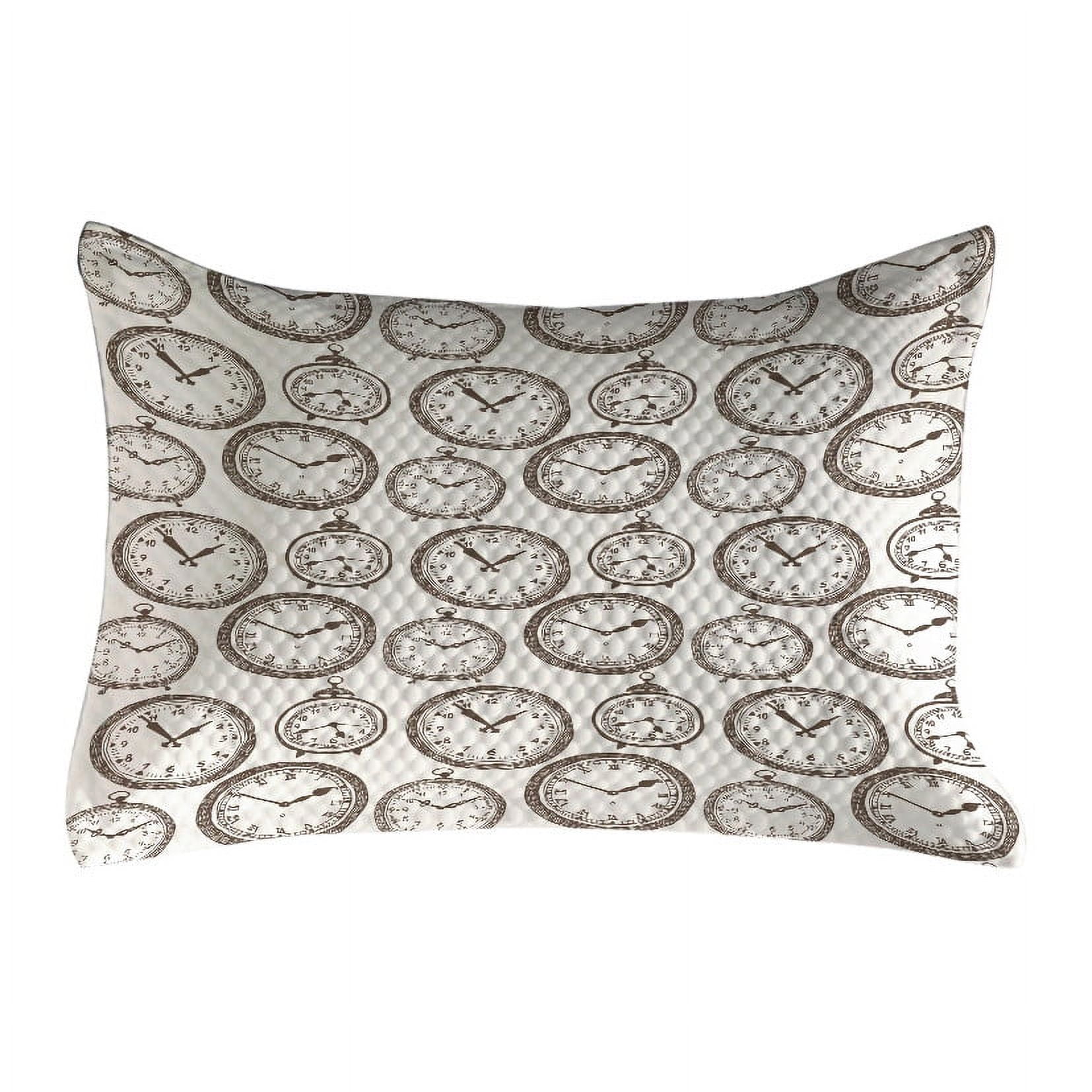 Clock Quilted Pillowcover, Vintage Pocket Watch Numbers on It Antique ...