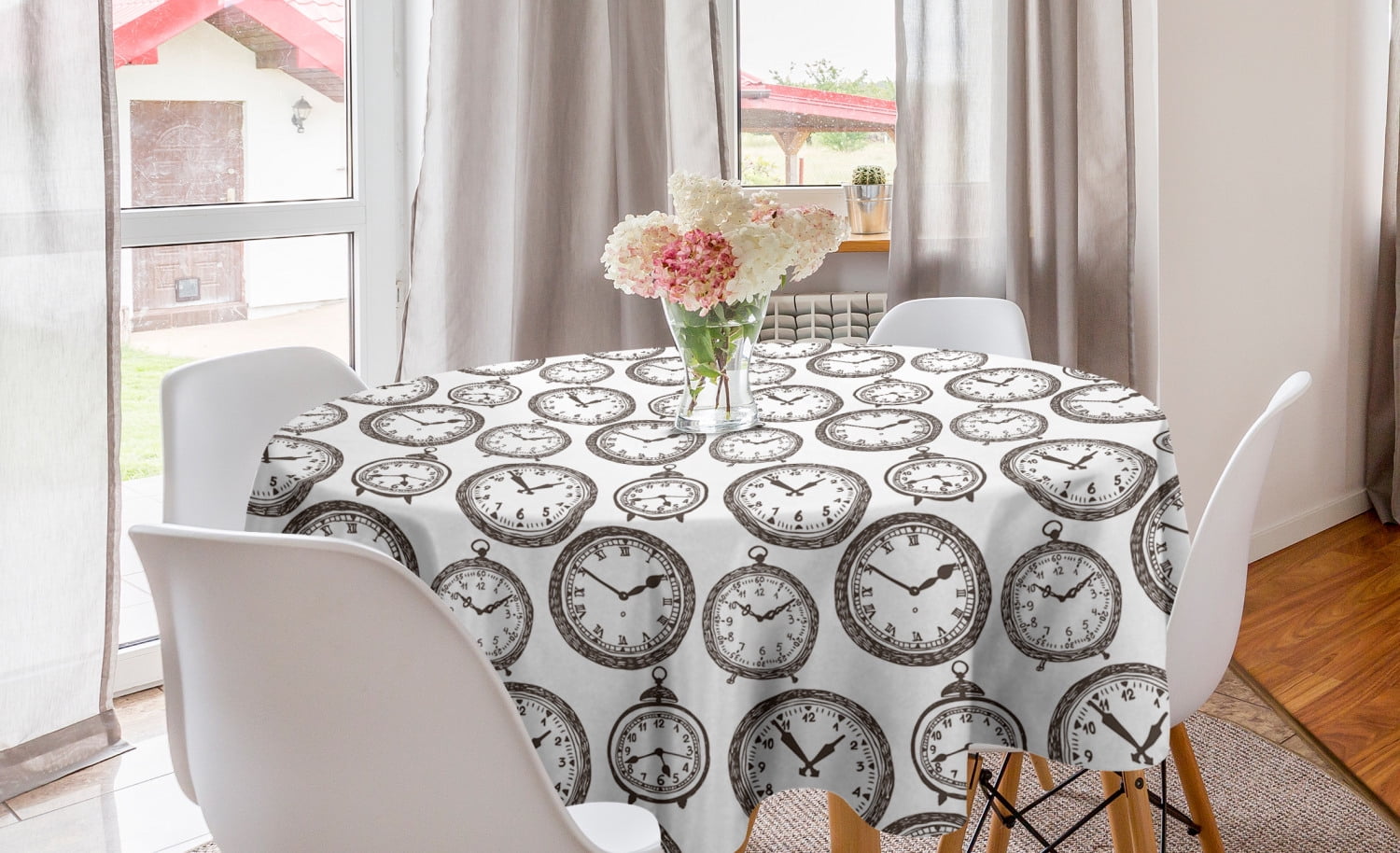 Clock Round Tablecloth, Vintage Pocket Watch Numbers on It Antique ...