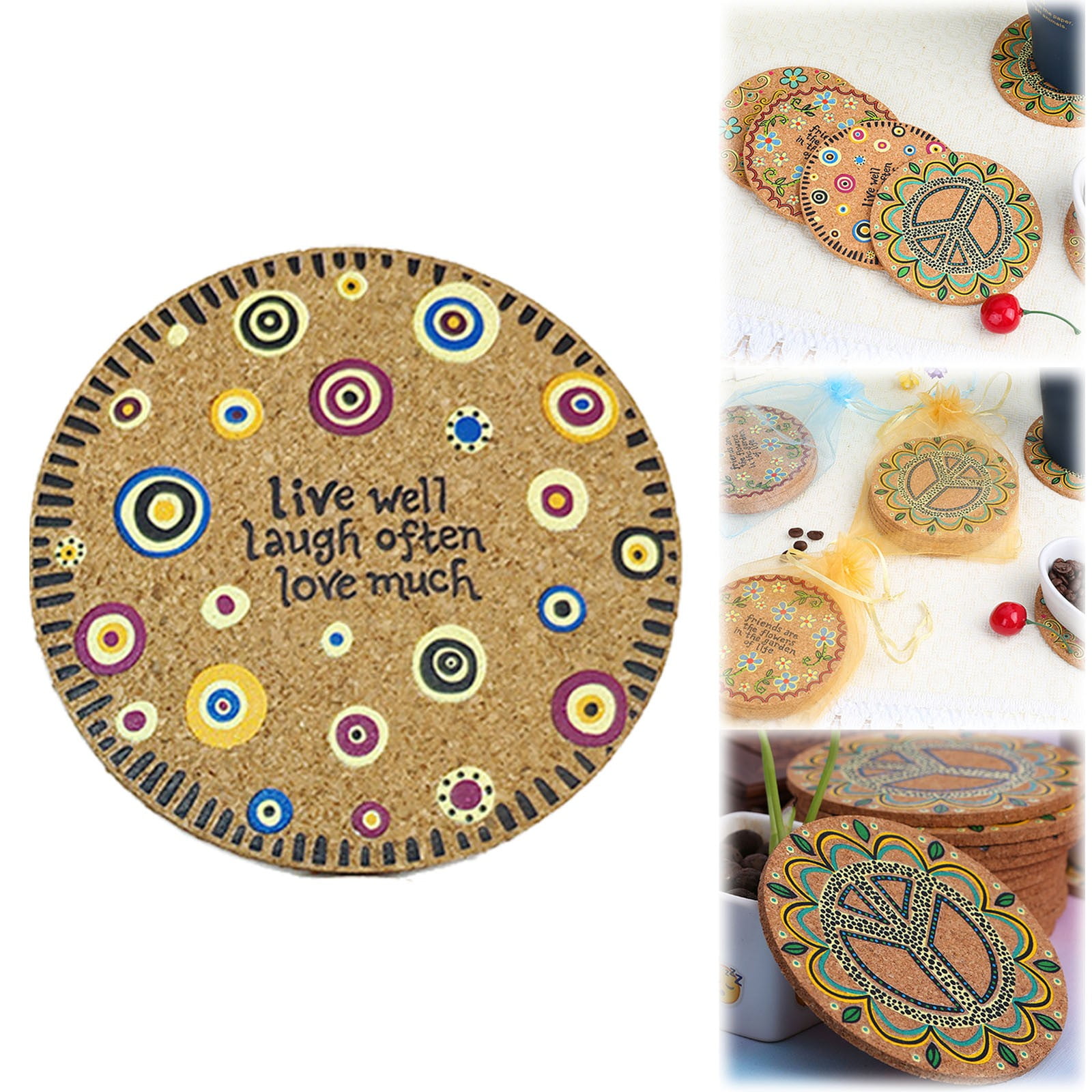Clock-Shaped Cork Coaster Drink Set C C Wood (1 Cork Coaster) - Walmart.com
