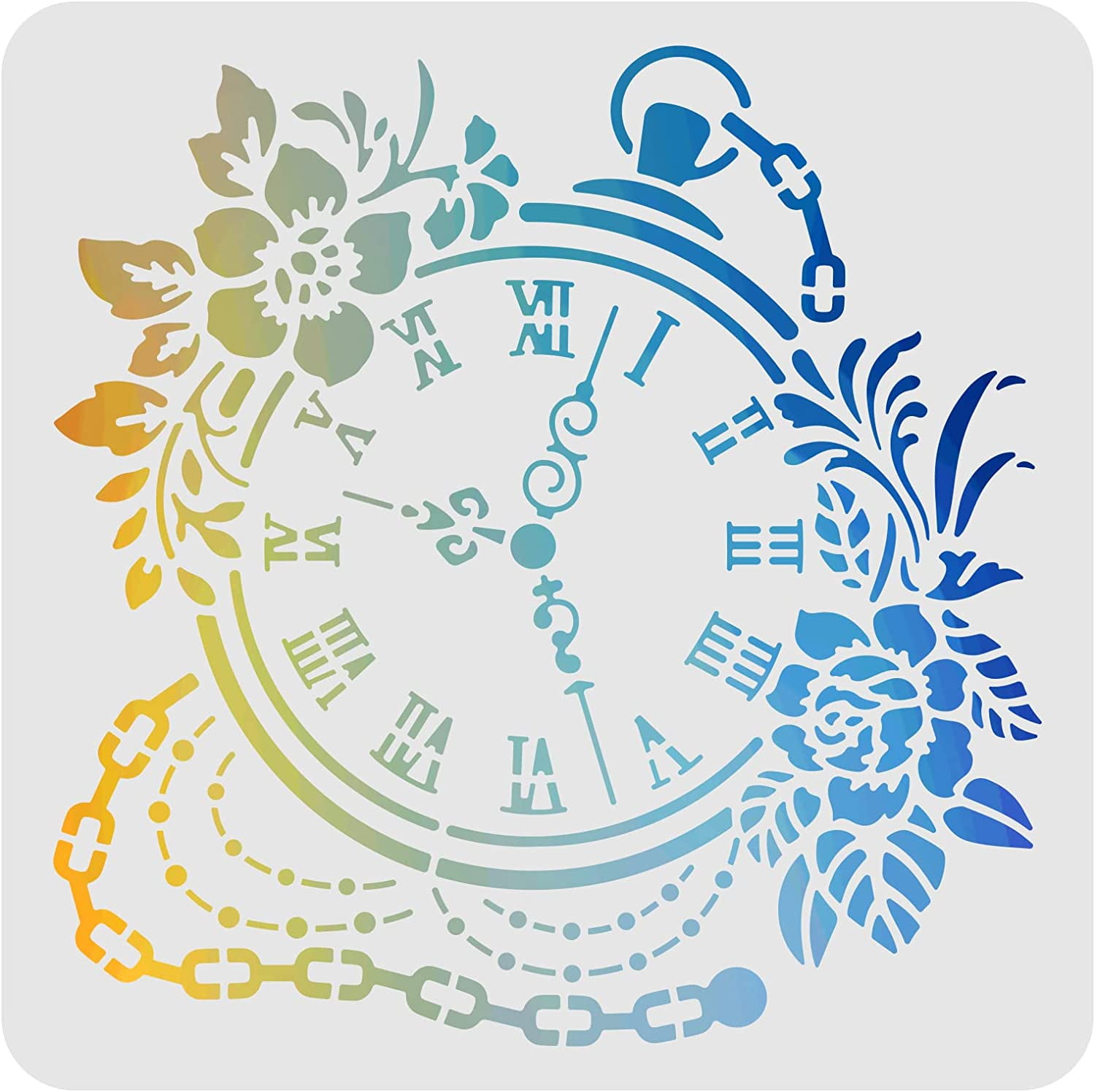 Clock Stencils 11.8x11.8inch Plastic Flowers Clock Stencils Drawing ...