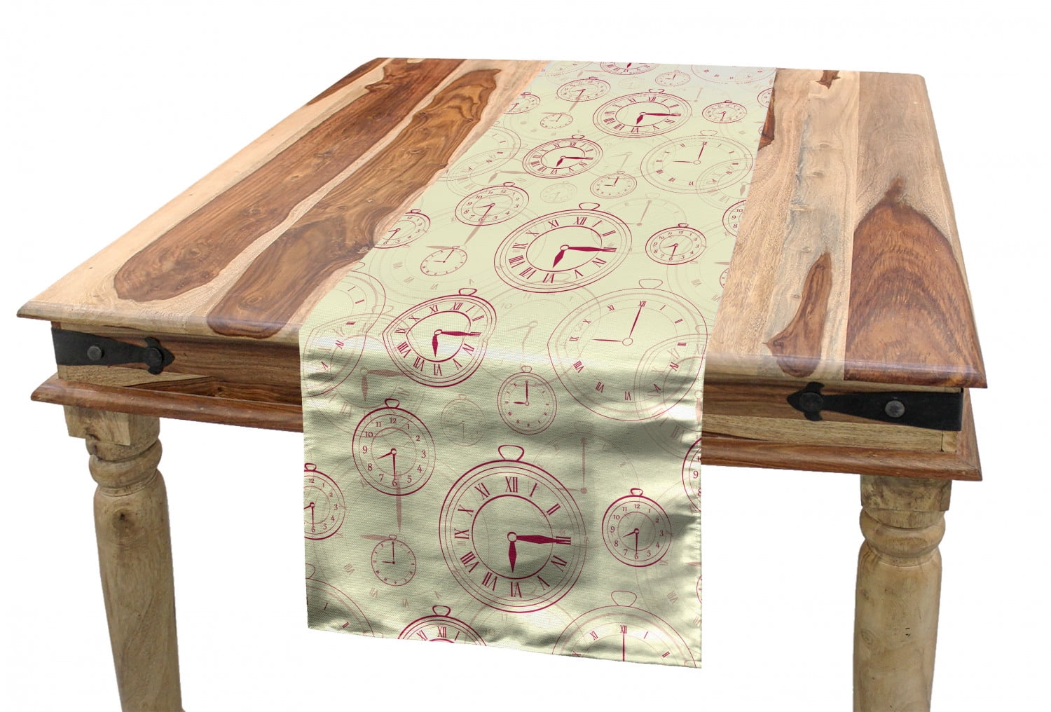 Clock Table Runner, Vintage Watches Roman Digits Antique Machine Time ...