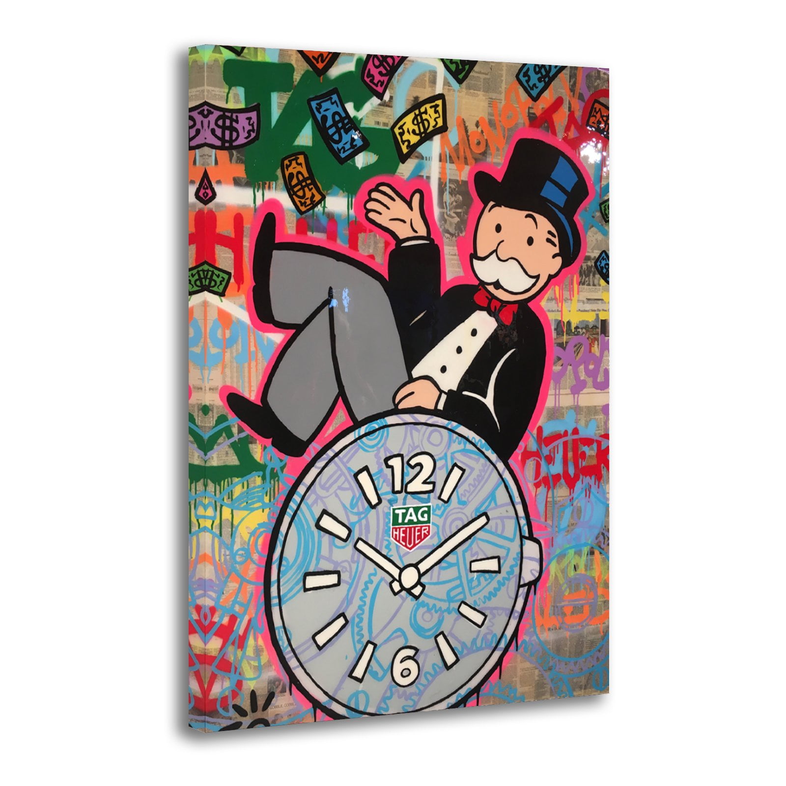 Clock Tagged Alec Monopolys Painting On Canvas Wall Art Poster Scroll Picture Print Living Room ...