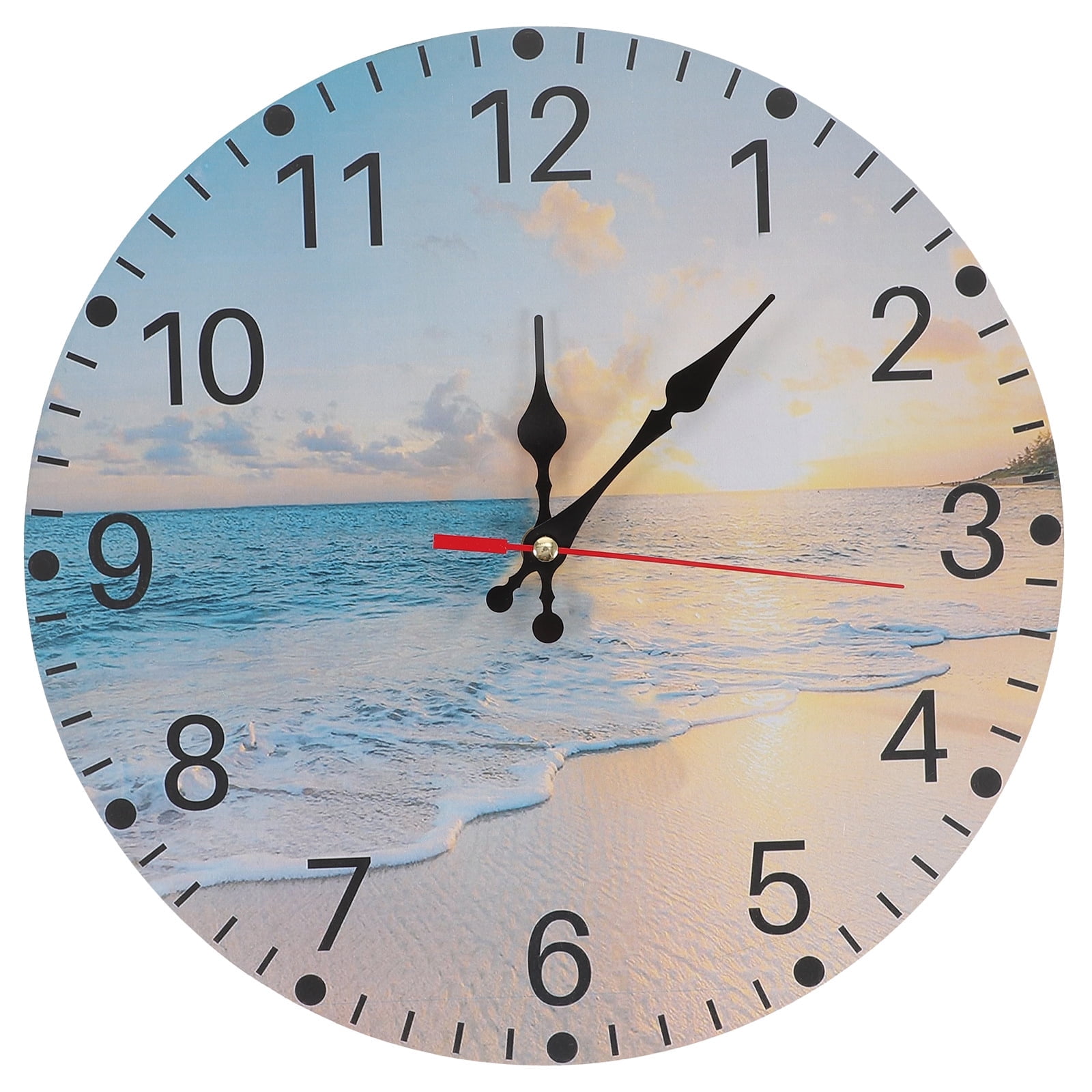 Clock Wall Beach Hanging Mute Decorative Round Coastal Clock Mounted ...