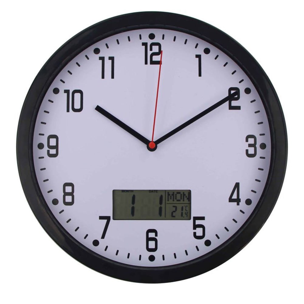 Clock Wall Mounted Clock LCD Temperature And Humidity Meter Wall ...