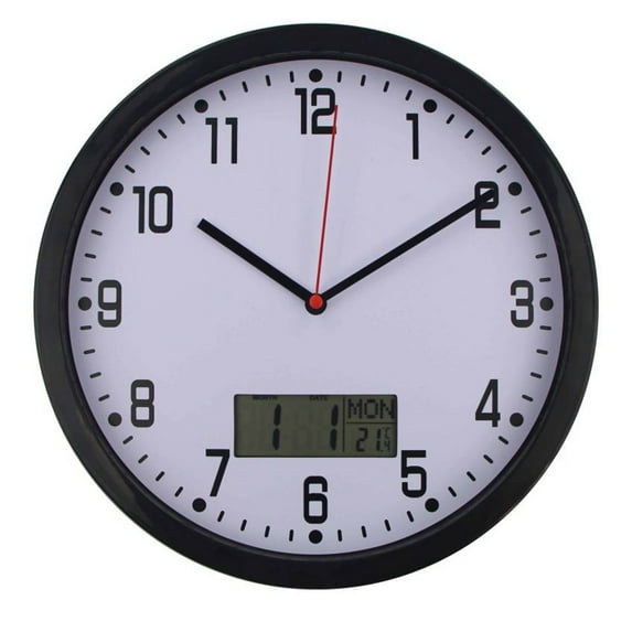 Clock Wall Mounted Clock LCD Temperature And Humidity Meter Wall ...