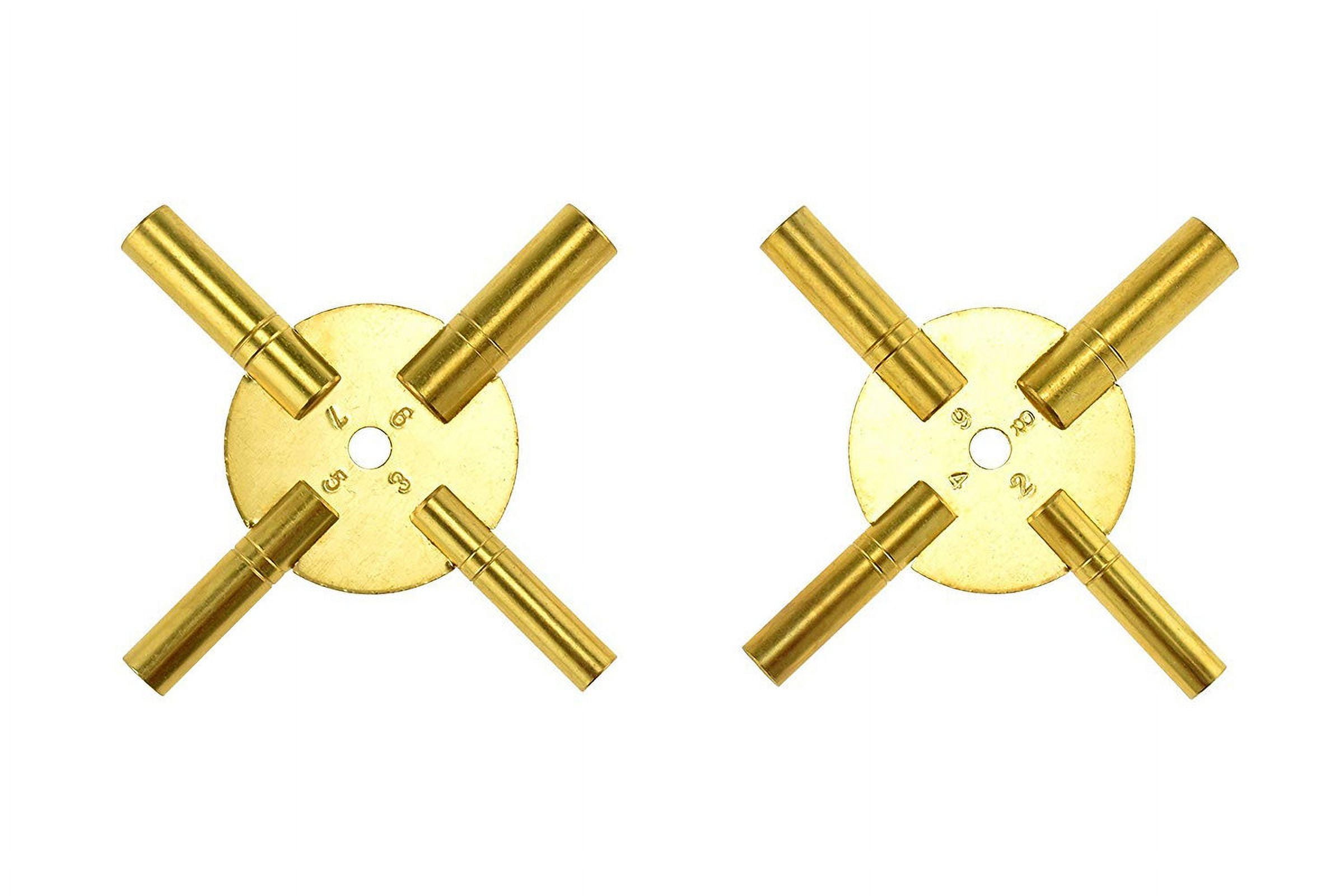 Clock Winding Keys - 4 Way Prong, Brass, Odd / Even Number, 2 Pc (5191 ...