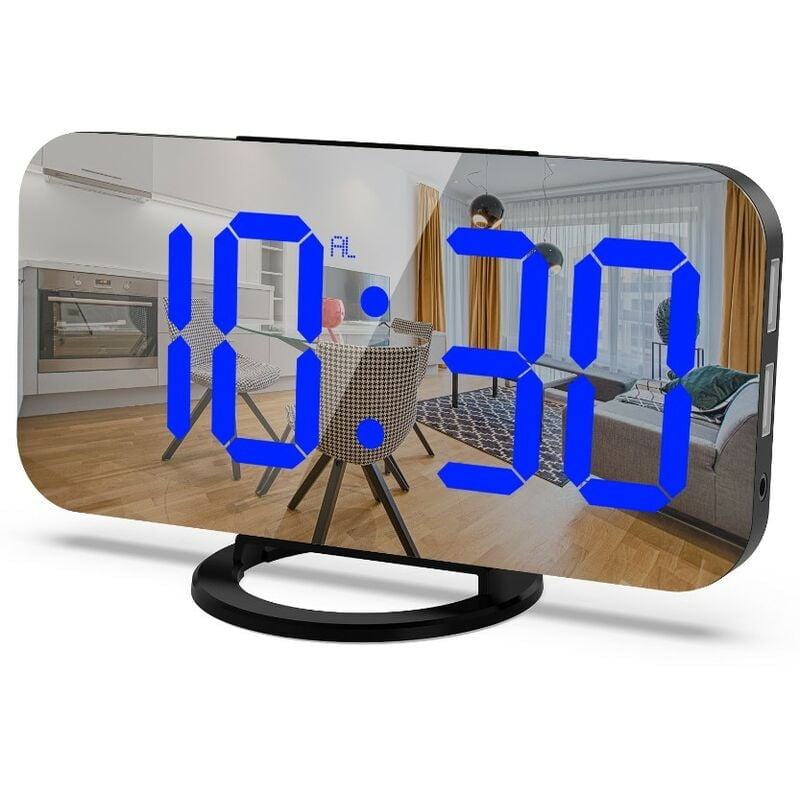 Clock with blue digital LED alarm, light head alarm. - Walmart.com