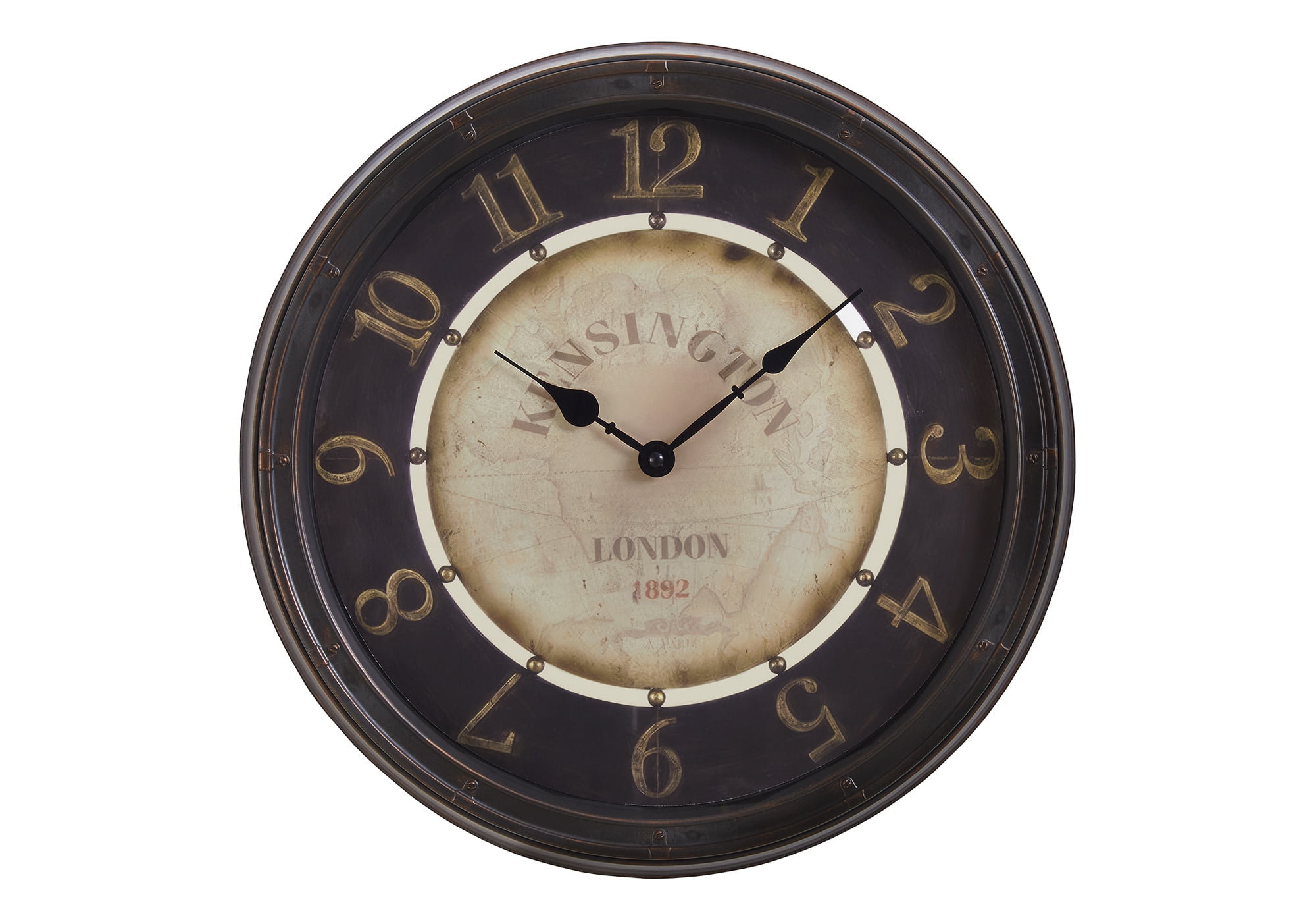 Clocks, 16" Round, Wall Clock, Antique Brown, Transitional Wall Clock ...