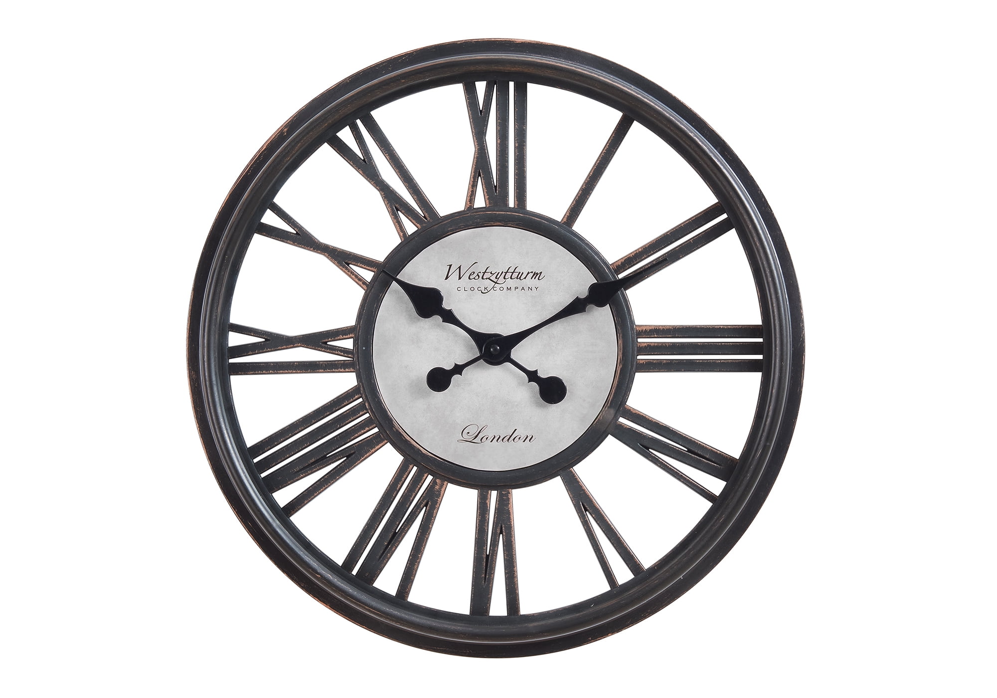 Clocks, 18" Round, Wall Clock, Antique Black, Transitional - Walmart.com