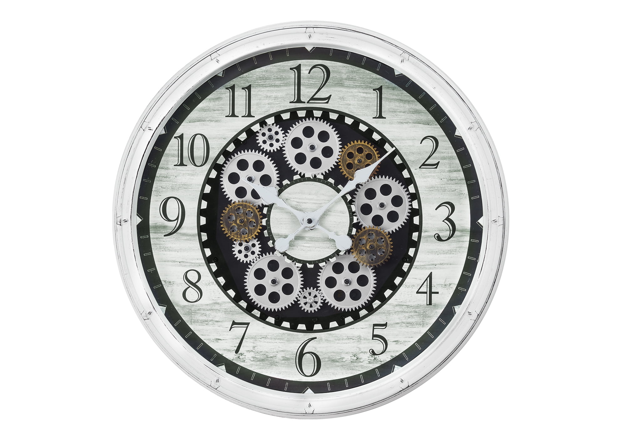 Clocks, 20" Round, Gear Mechanism, Wall Clock, Antique White ...