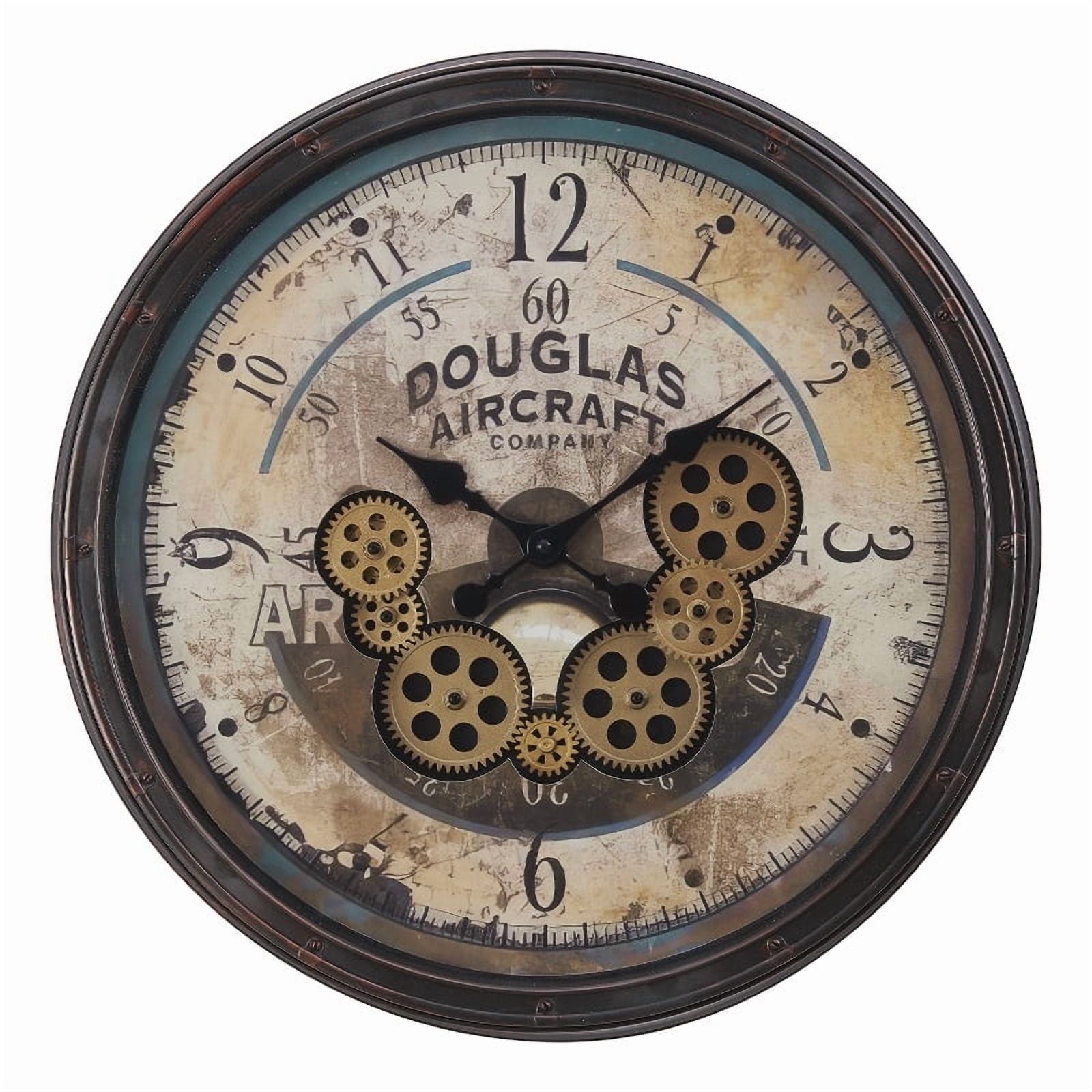 Clocks - 20" Round - Gear Mechanism - Wall Clock - Brown - Transitional ...