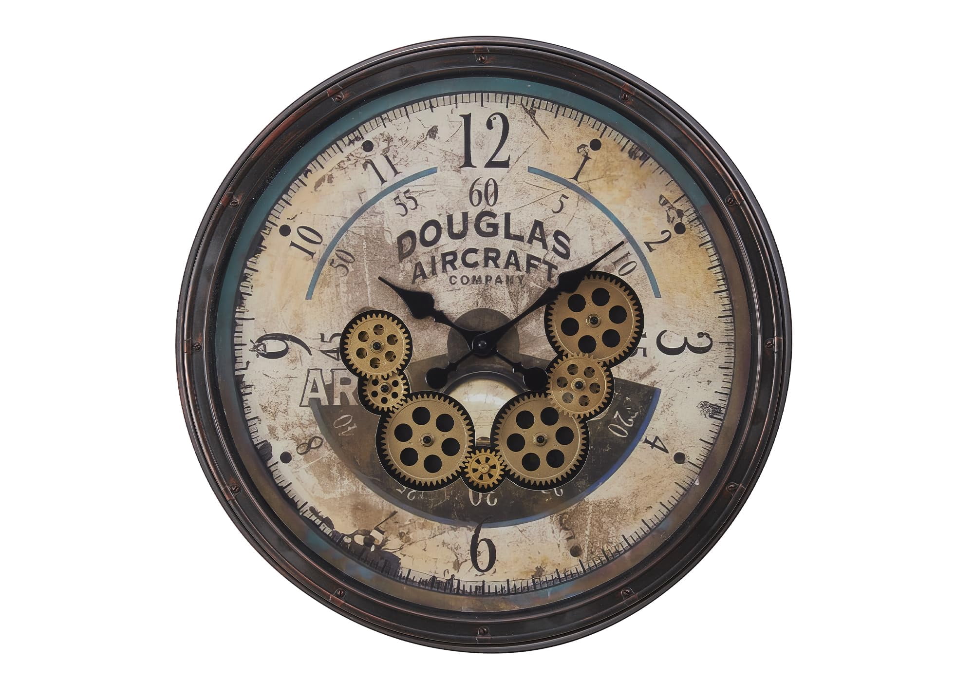 Clocks - 20" Round - Gear Mechanism - Wall Clock - Brown - Transitional ...