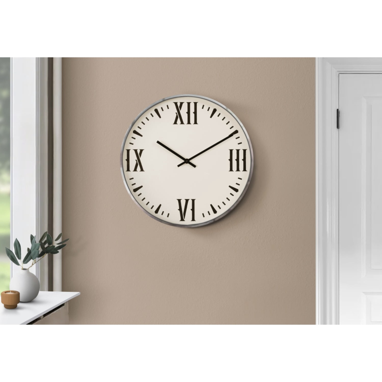 Clocks, 20" Round, Wall Clock, Black, White, Modern - Walmart.com