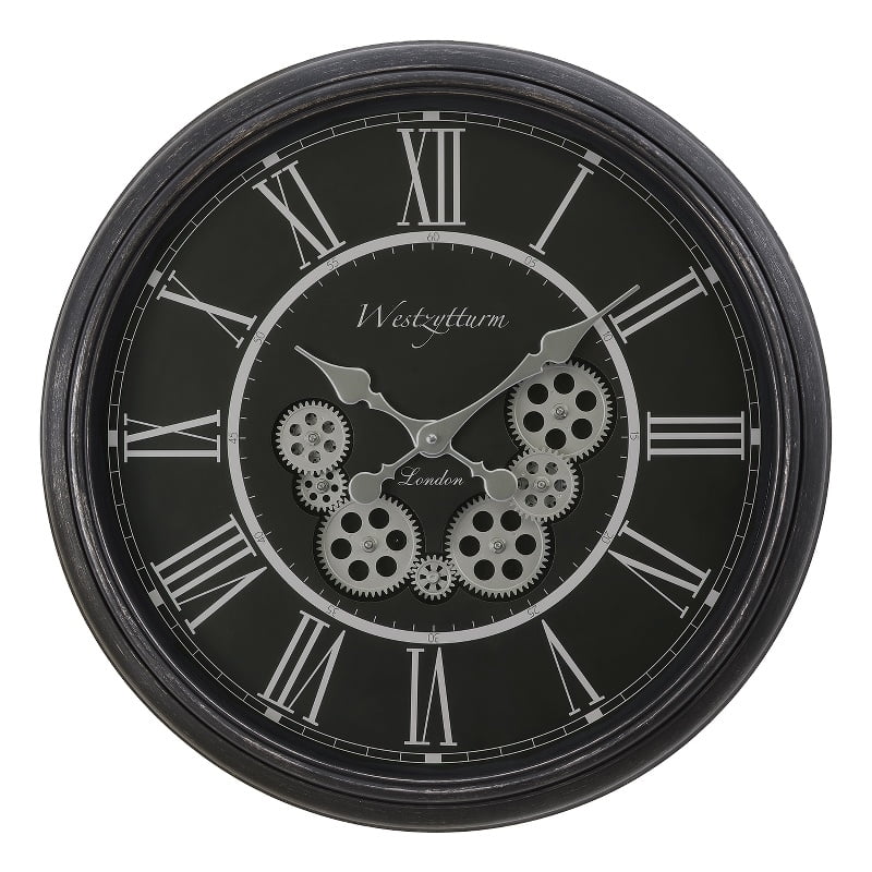 Clocks - 23" Round - Gear Mechanism - Wall Clock - Black - Transitional ...