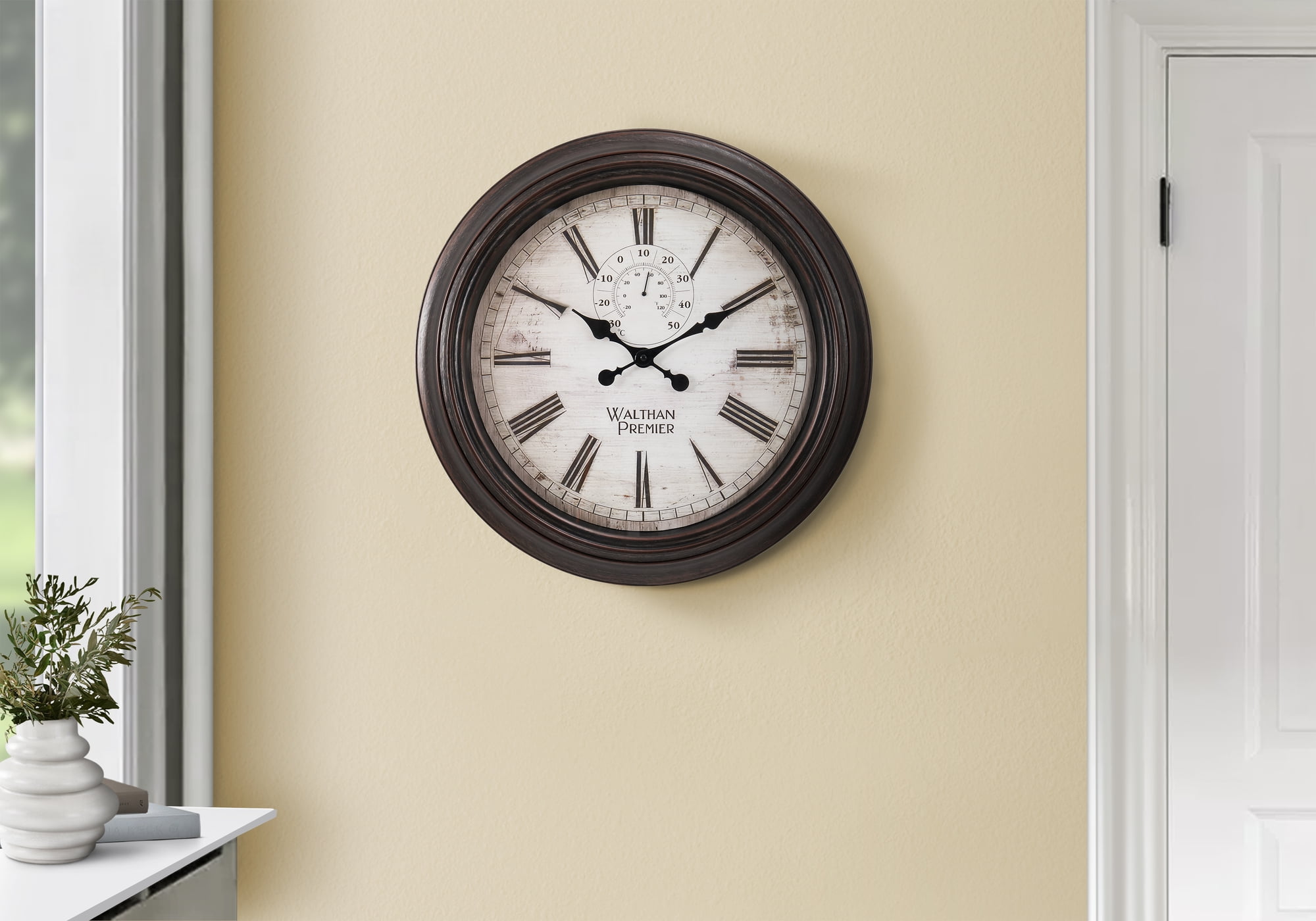Monarch Specialties I 9040 Clocks, 20" Round, Wall Clock, Brown ...