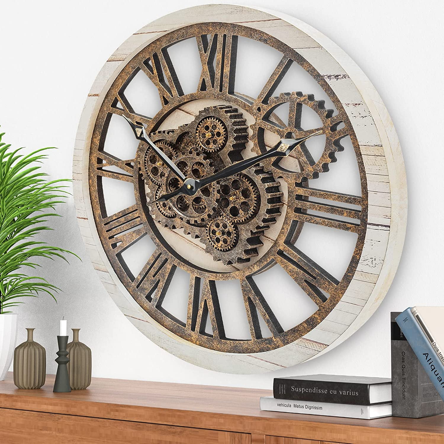 Clocks for Living Room Decor Large Wall Clock Moving Gears Wall Clock ...