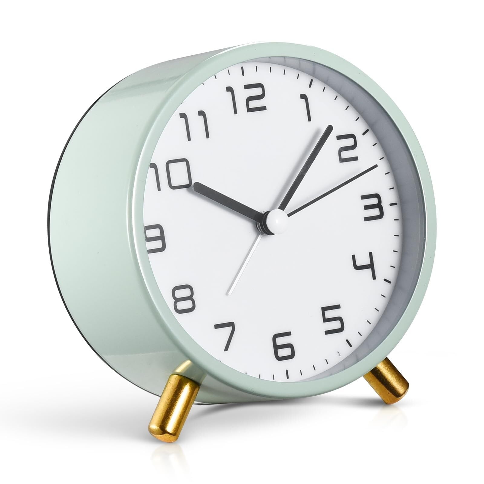 Clocks,Retro Metal Desk Silent Non Ticking Small Clock with Night Light ...