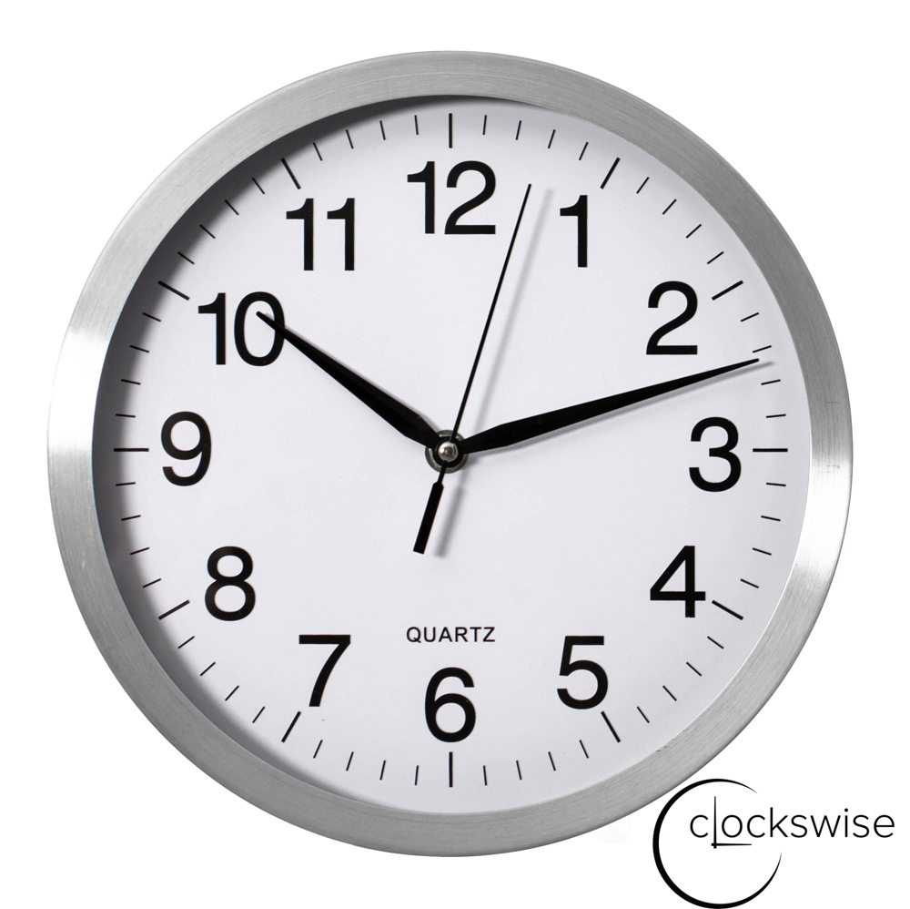 Clockswise 10-in Round Quartz Wall Clock Non-Ticking Battery Operated ...
