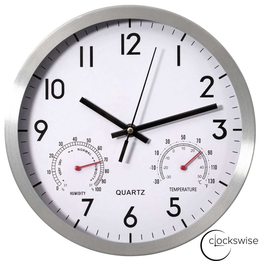 Clockswise 10-inch Non-Ticking Quartz Wall Clock with Thermometer ...