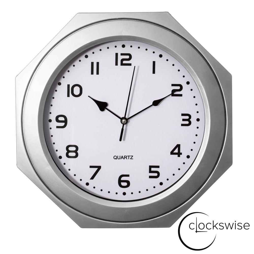 Clockswise 12-in Non-Ticking Octagon Plastic Analog Wall Clock ...