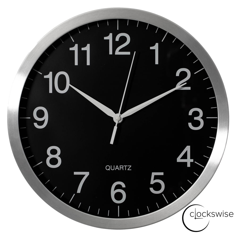 Clockswise 14-in Round Quartz Wall Clock Non-Ticking Battery Operated ...