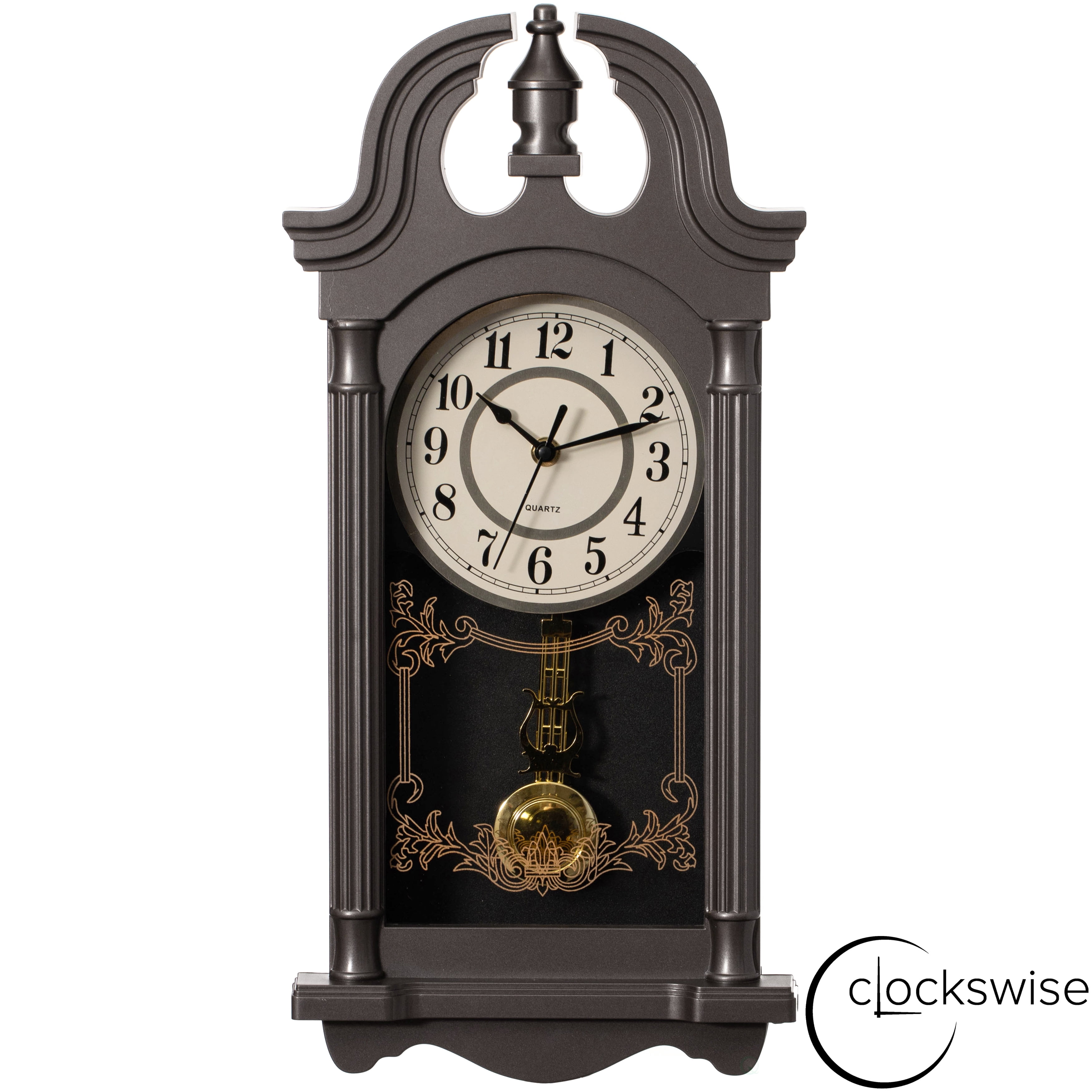 Clockswise 20" Vintage-Inspired Plastic Grandfather Wall Clock ...