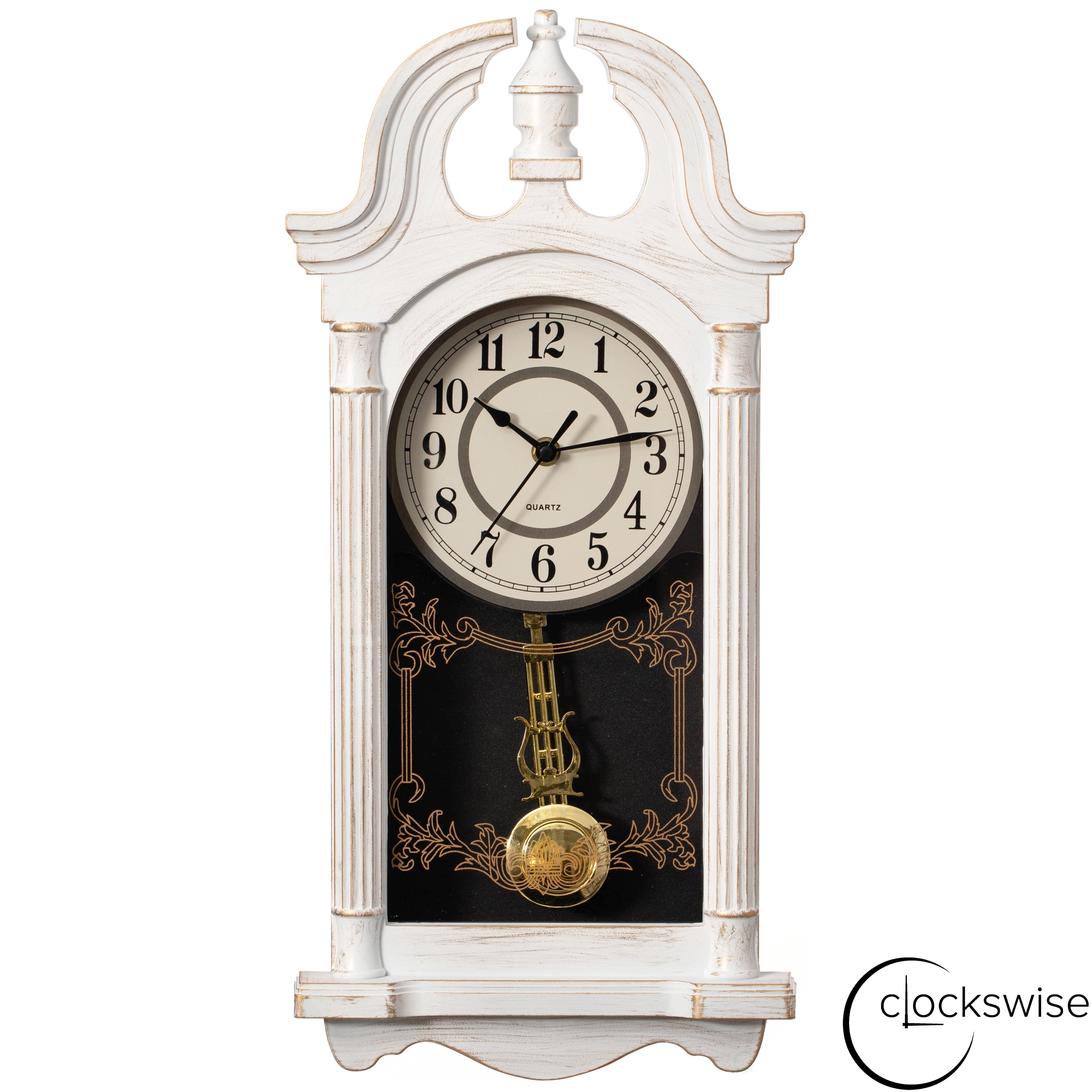 Clockswise 20" Vintage-Inspired Plastic Grandfather Wall Clock with ...