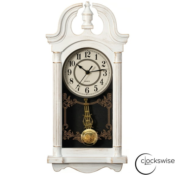 Clockswise 20" Vintage-Inspired Plastic Grandfather Wall Clock with ...