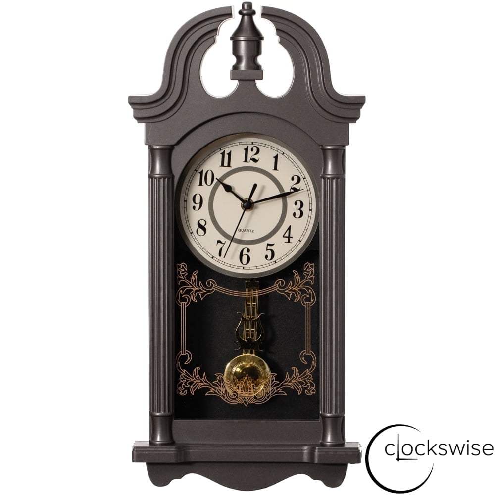 Clockswise 20" Vintage-Inspired Plastic Grandfather Wall Clock ...