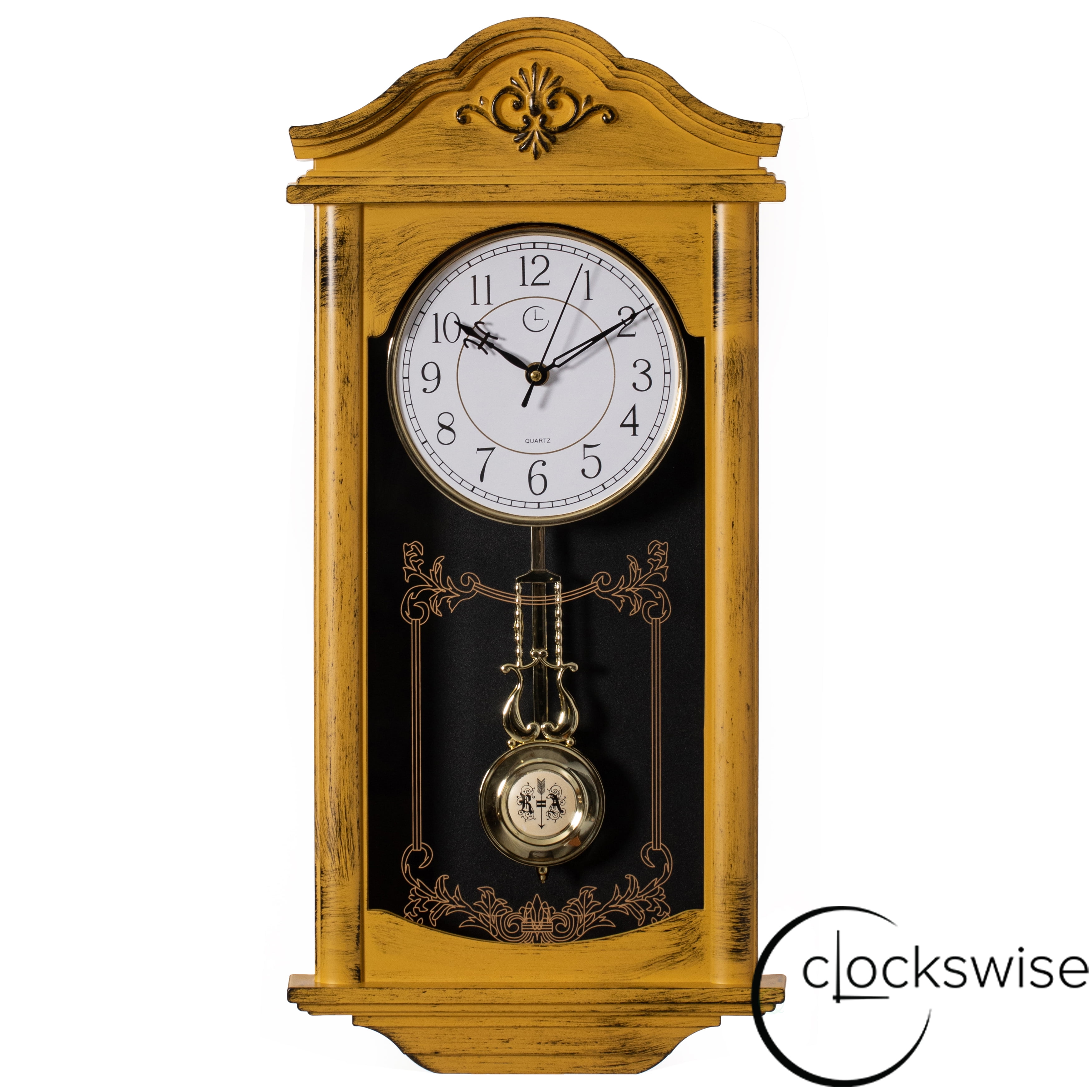 Clockswise 24" Decorative Grandfather-Style Wall Clock Vintage-Inspired ...