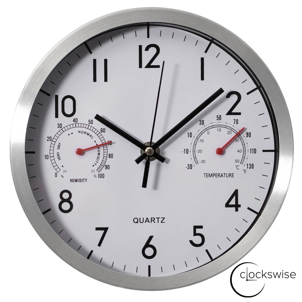Clockswise 8-Inch Non-Ticking Quartz Wall Clock with Thermometer ...
