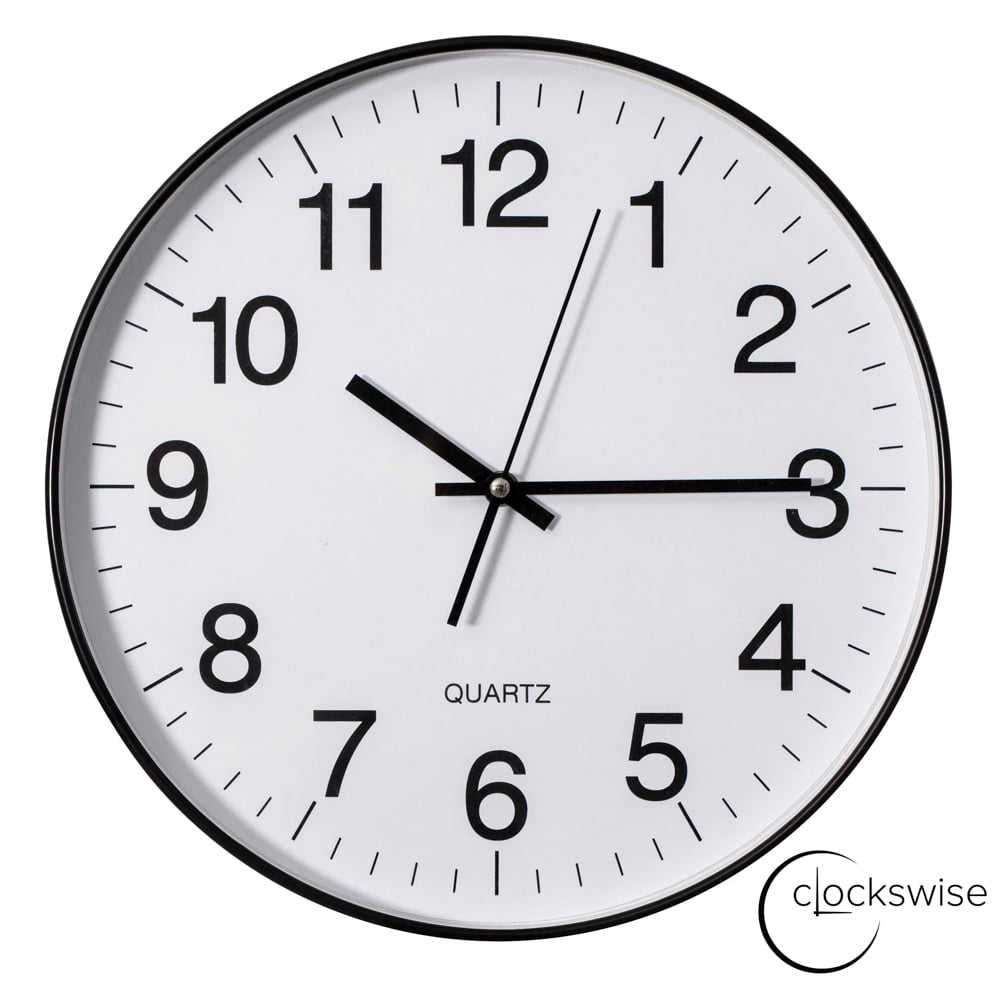 Clockswise Black 14-In Analog Clock – Silent, Non-Ticking for Wall ...
