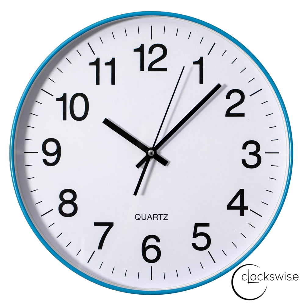 Clockswise Blue 14-In Analog Clock – Silent, Non-Ticking for Wall ...