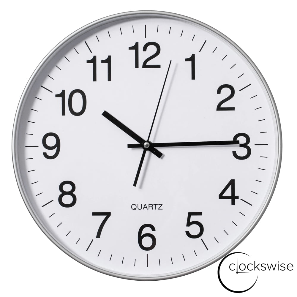Clockswise Silver 14-In Analog Clock – Silent, Non-Ticking for Wall ...