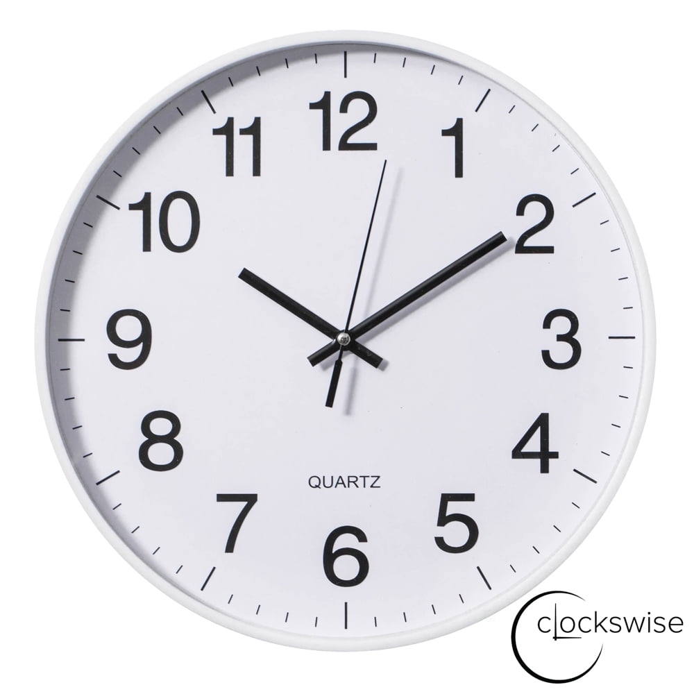 Clockswise White 14-In Analog Clock – Silent, Non-Ticking for Wall ...