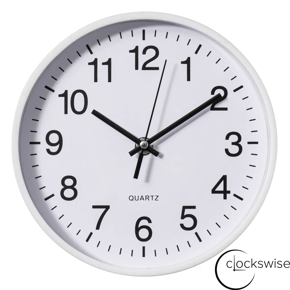 Clockswise White 8-In Analog Clock – Silent, Non-Ticking for Wall ...
