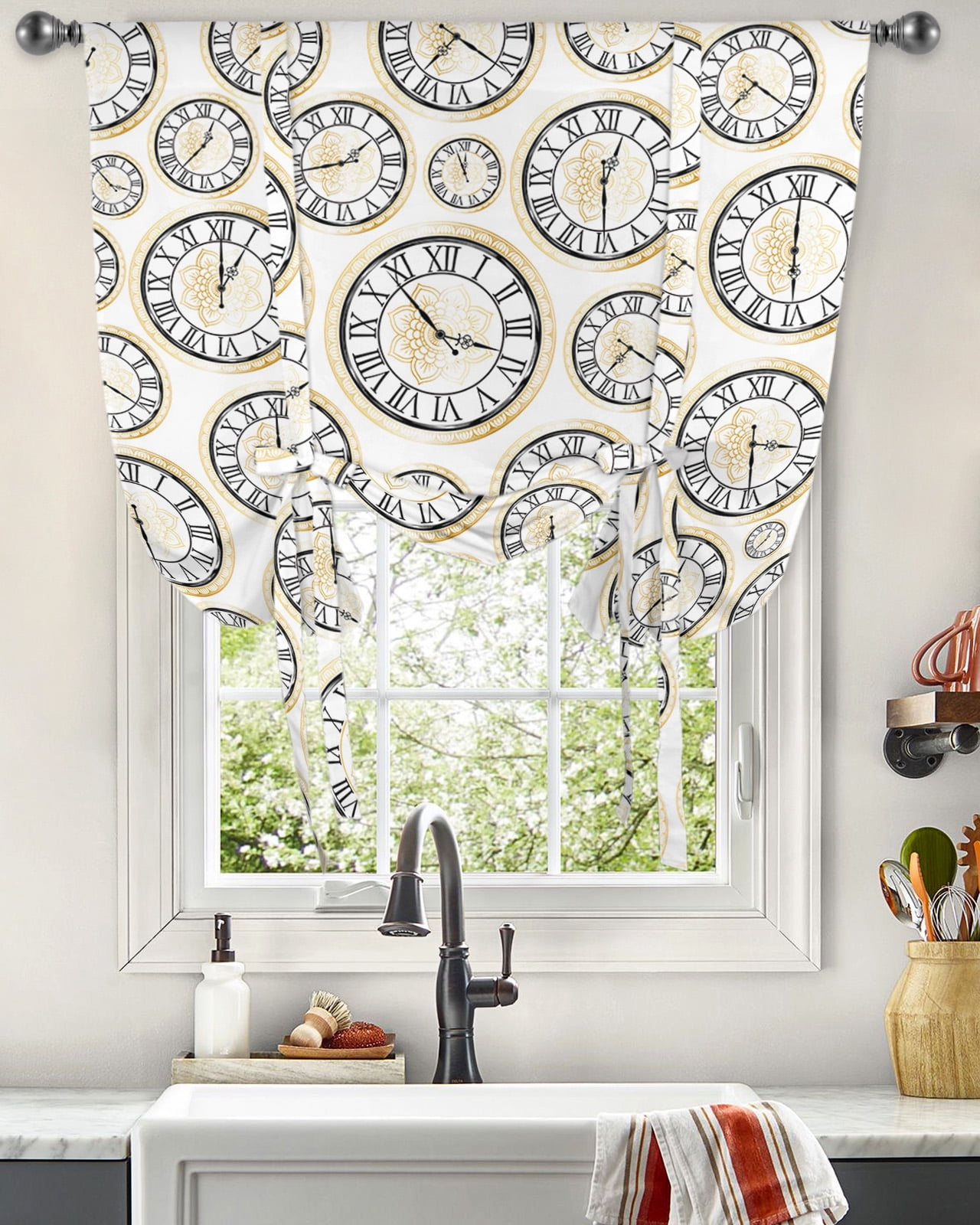 Clockwise Minute Hand Clock Pattern Gradient Window Curtain for Living ...