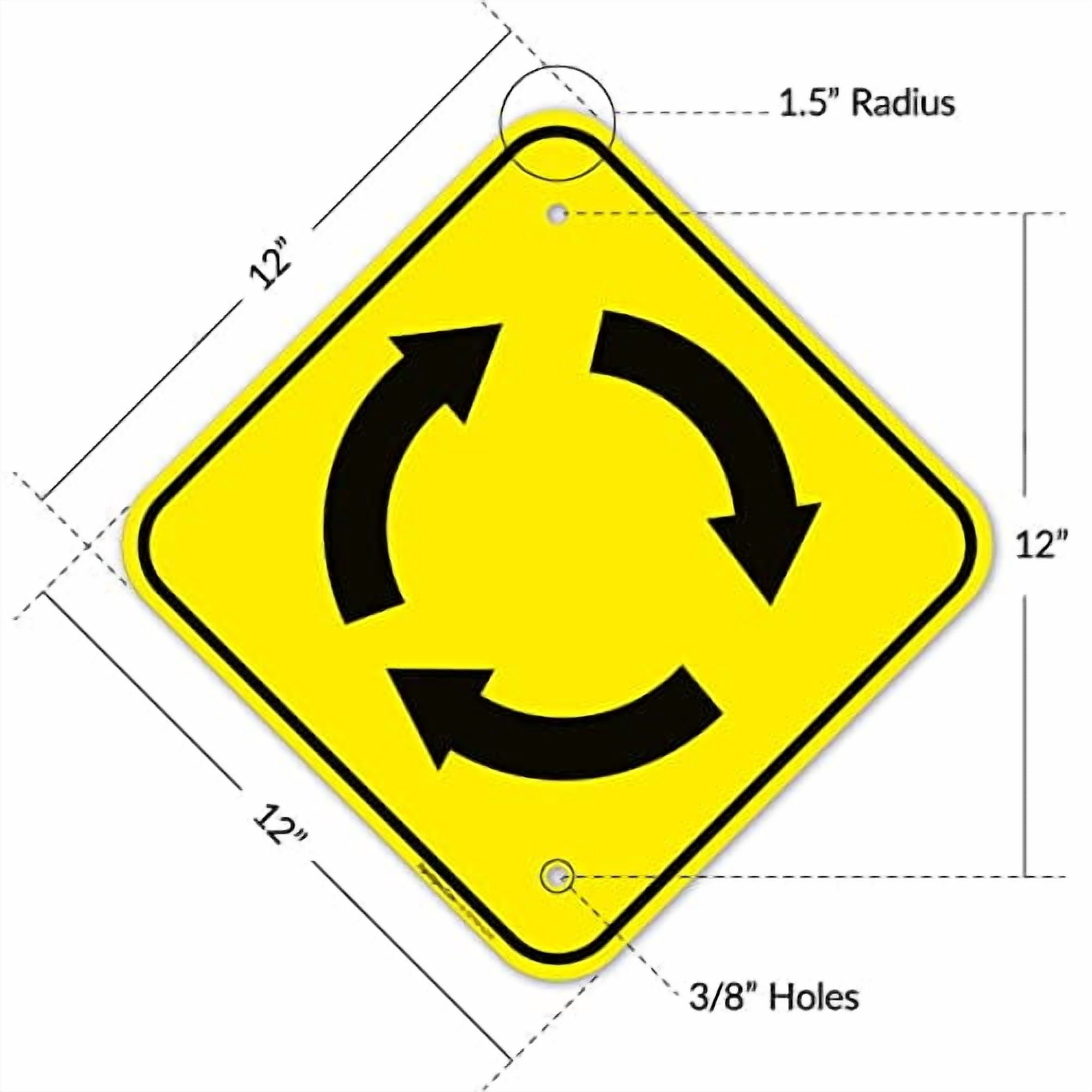 Clockwise Roundabout Graphic Sign, 12x12 Inches, Rust Free .040 ...