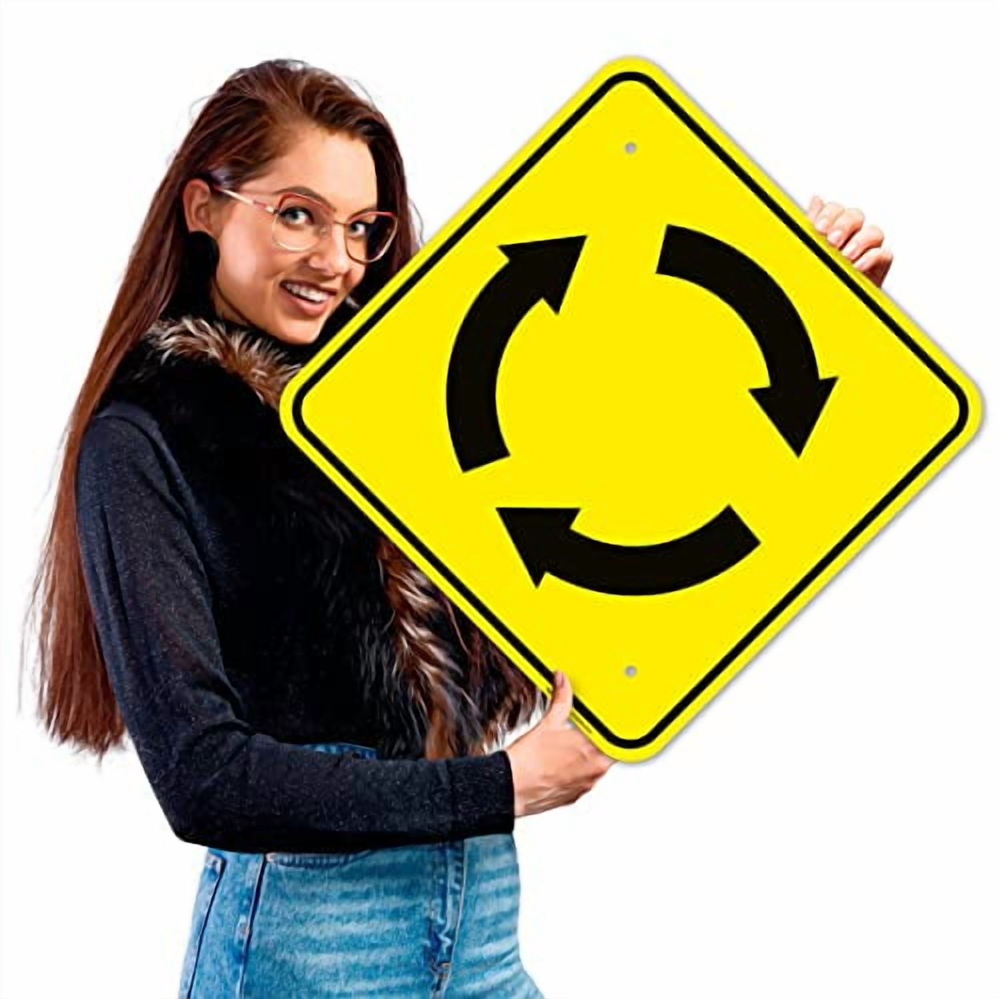 Clockwise Roundabout Graphic Sign, 18x18 Inches, Rust Free .063 ...