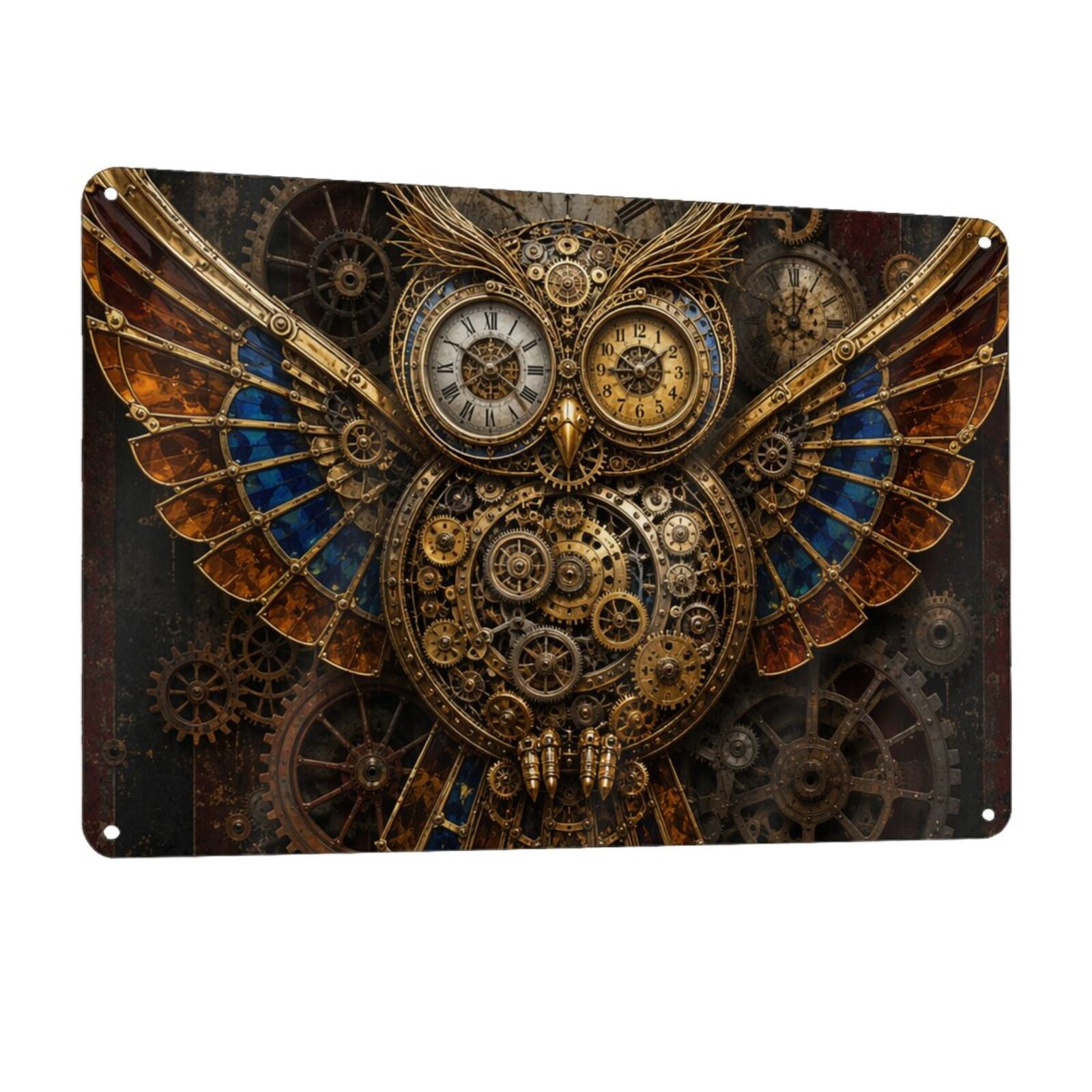 Clockwork Owl Steampunk Art Metal Tin Sign Wall Decor for Home Bars ...
