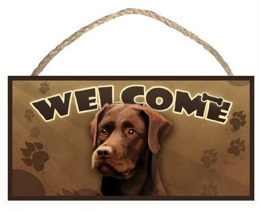 Clocolate Lab (Labrador) Welcome Dog Sign / Plaque featuring the art of ...