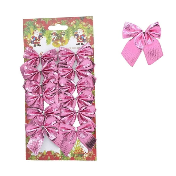 Clode 12pcs Red Christmas Bows Hanging Decorations Gold Silver Bowknot ...