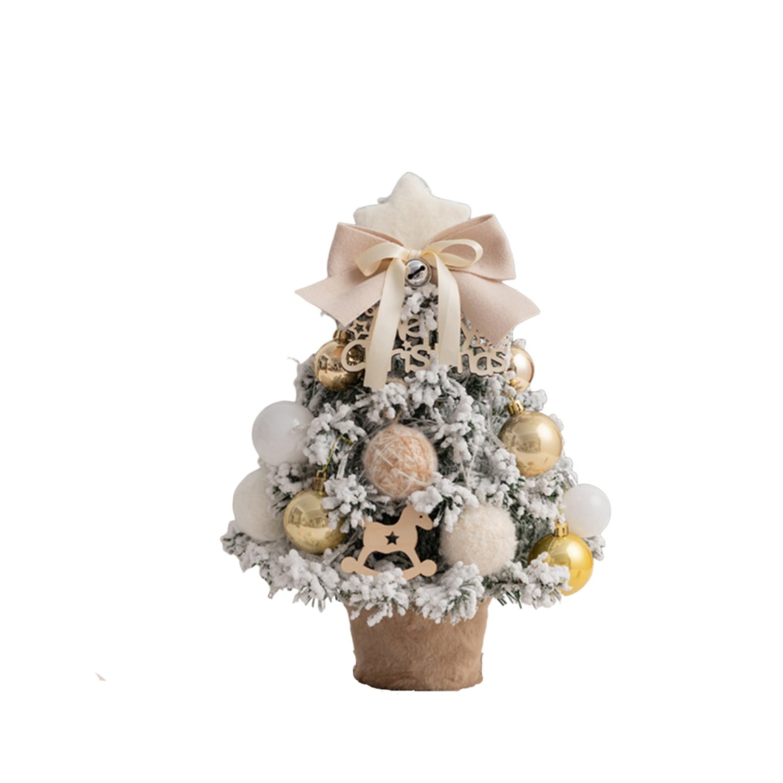 Clode New Desktop Christmas Tree DIY Flocked Christmas Ornament Compact ...