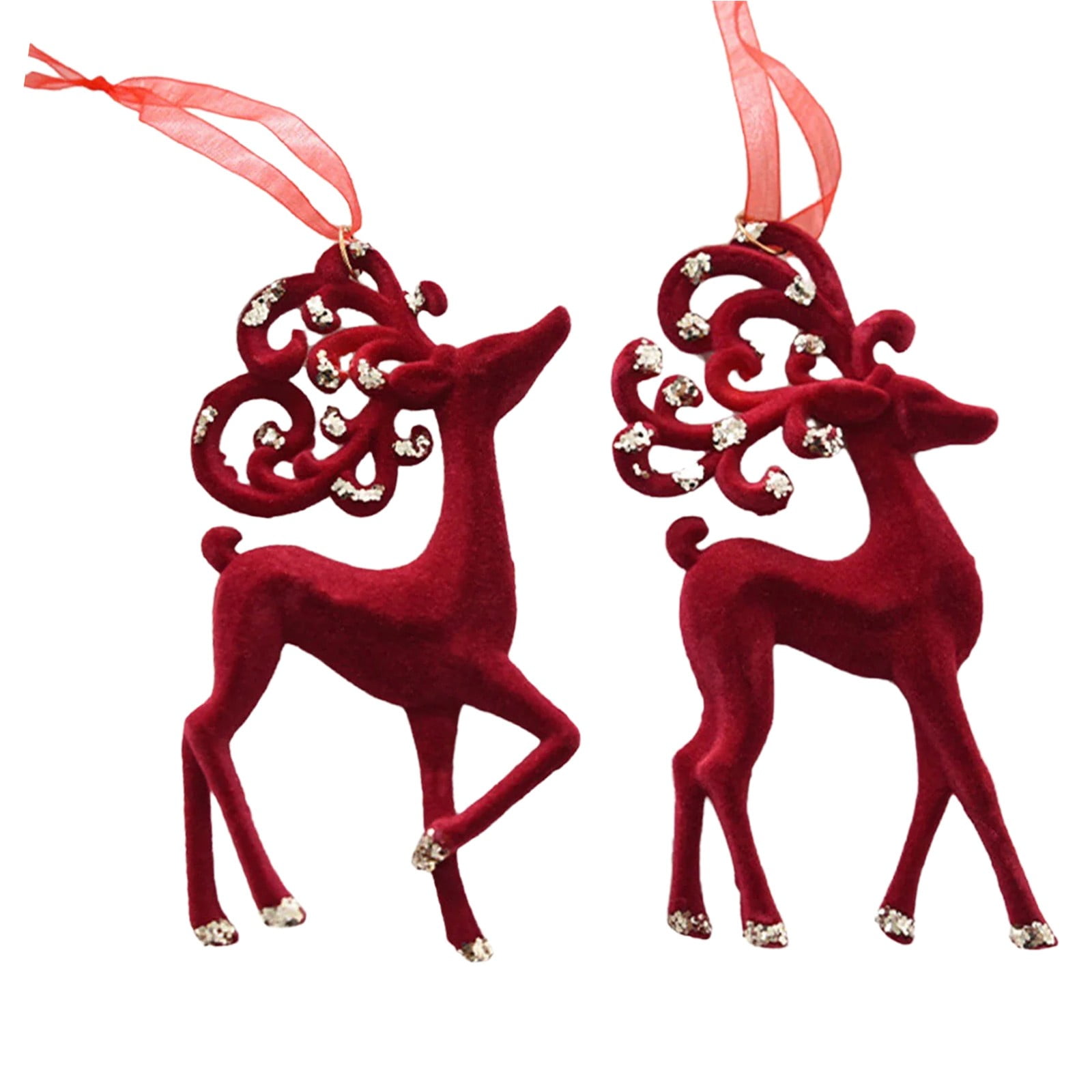 Clode Reindeer Ornament Deer Candy Pendant Wine Red Velvet Christmas ...