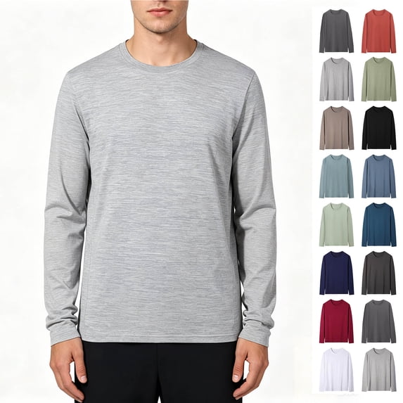 ClodeEU Men's Solid Crew Neck Basic Long Sleeve T-Shirt, Lightweight ...