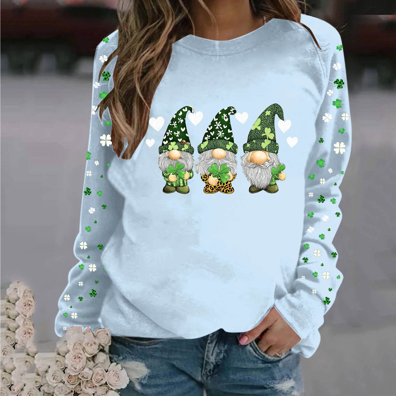 ClodeEU Saint Patrick's Day Clover Pattern Sweatshirt For Women,Round ...