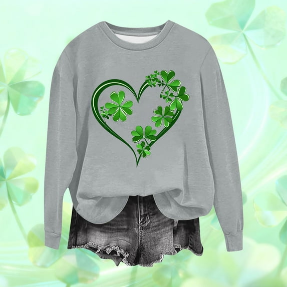 ClodeEU St Patricks Day Sweatshirt For Women,Long Sleeve Round Neck ...
