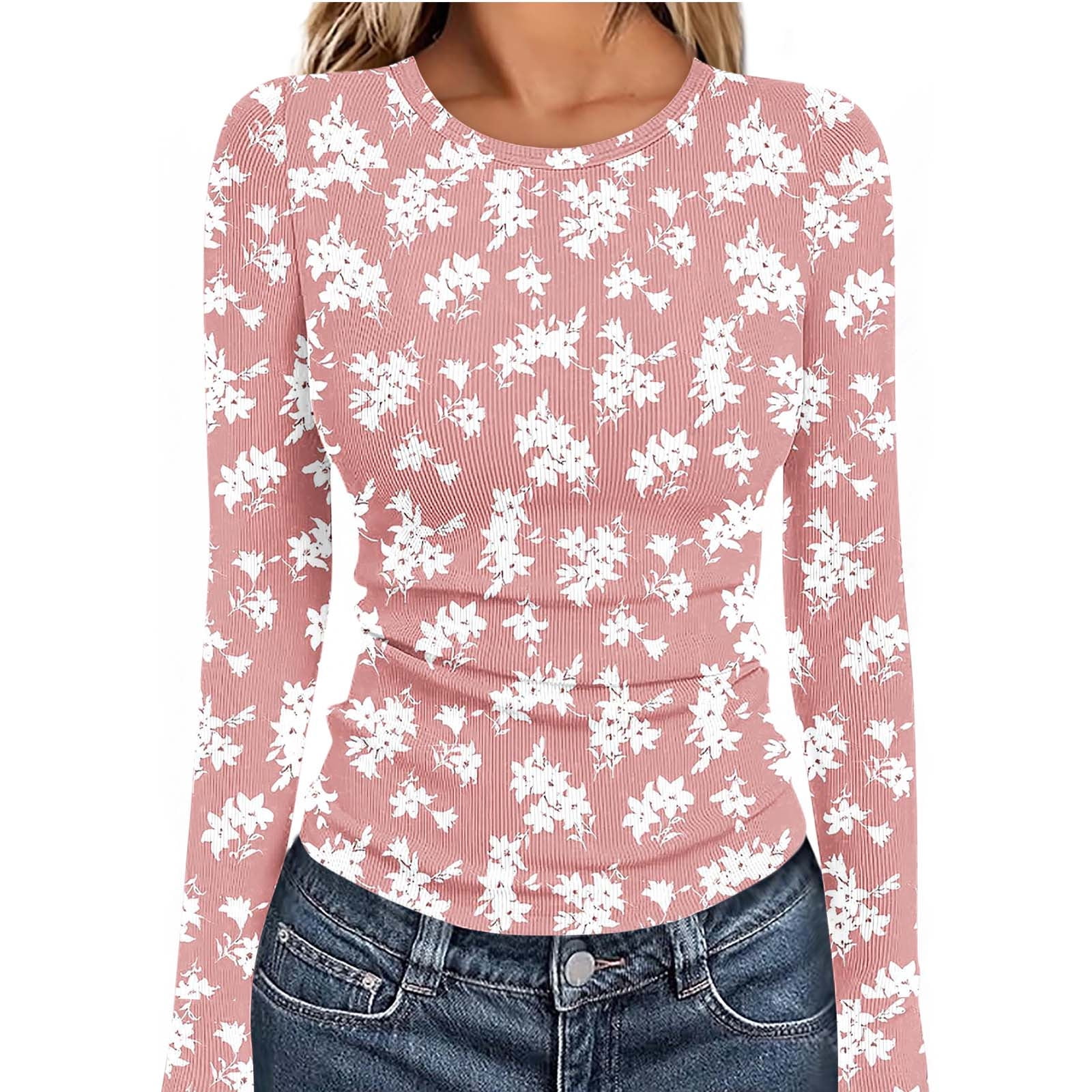 ClodeEU Women Long Sleeve Round Neck Tops ,Casual Trendy Slim Fit ...