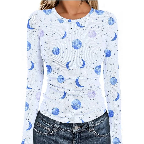 ClodeEU Women Long Sleeve Round Neck Tops ,Casual Trendy Slim Fit ...