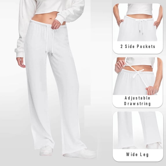 ClodeEU Women Low Rise Wide Leg Sweatpants,Baggy Drawstring Sweat Pants ...